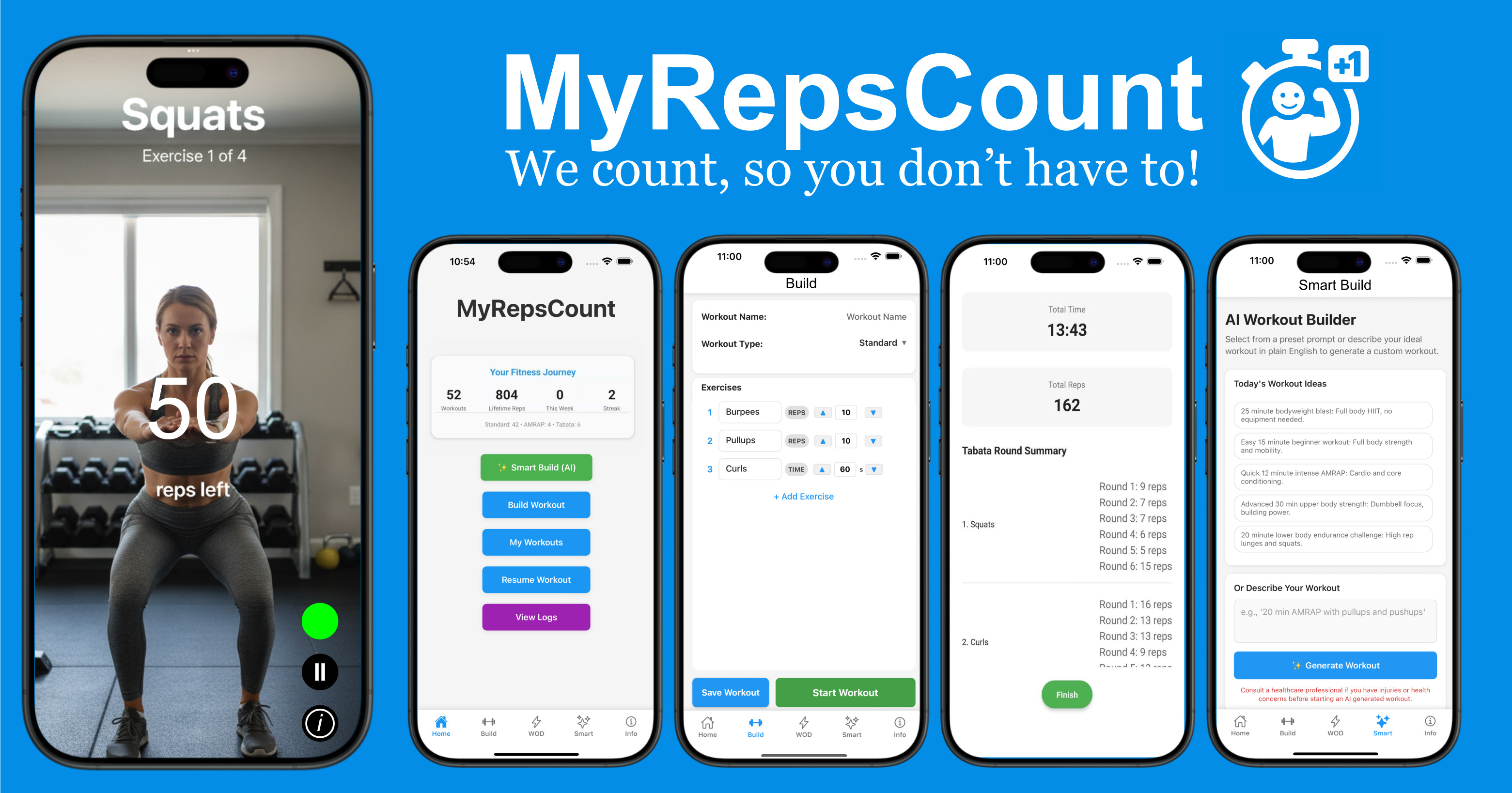 MyRepsCount - AI Rep Counter & Workout Tracker App | Free HIIT Timer ...